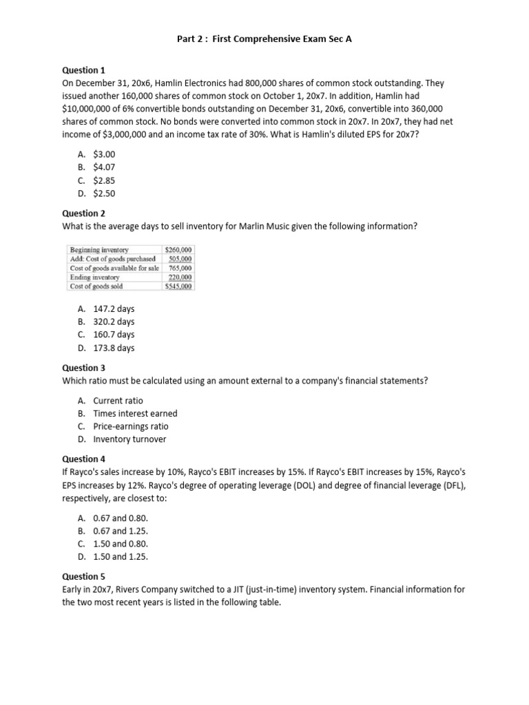 Part 2 FIRST Comprehensive Exam - Section A - Qs 03 Jun 2023 | PDF ...