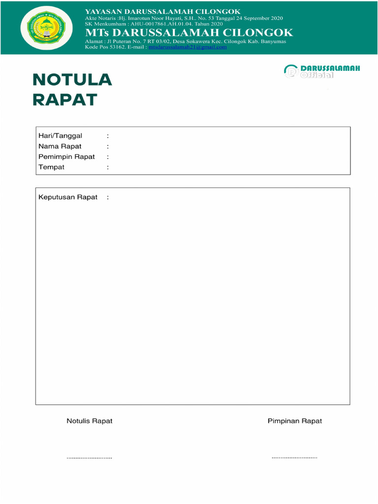 Format Notula Rapat | PDF