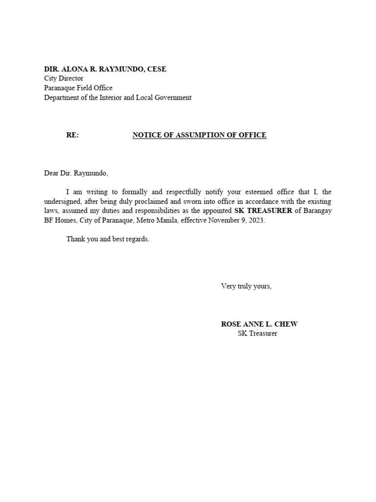 Assumption of Office | PDF