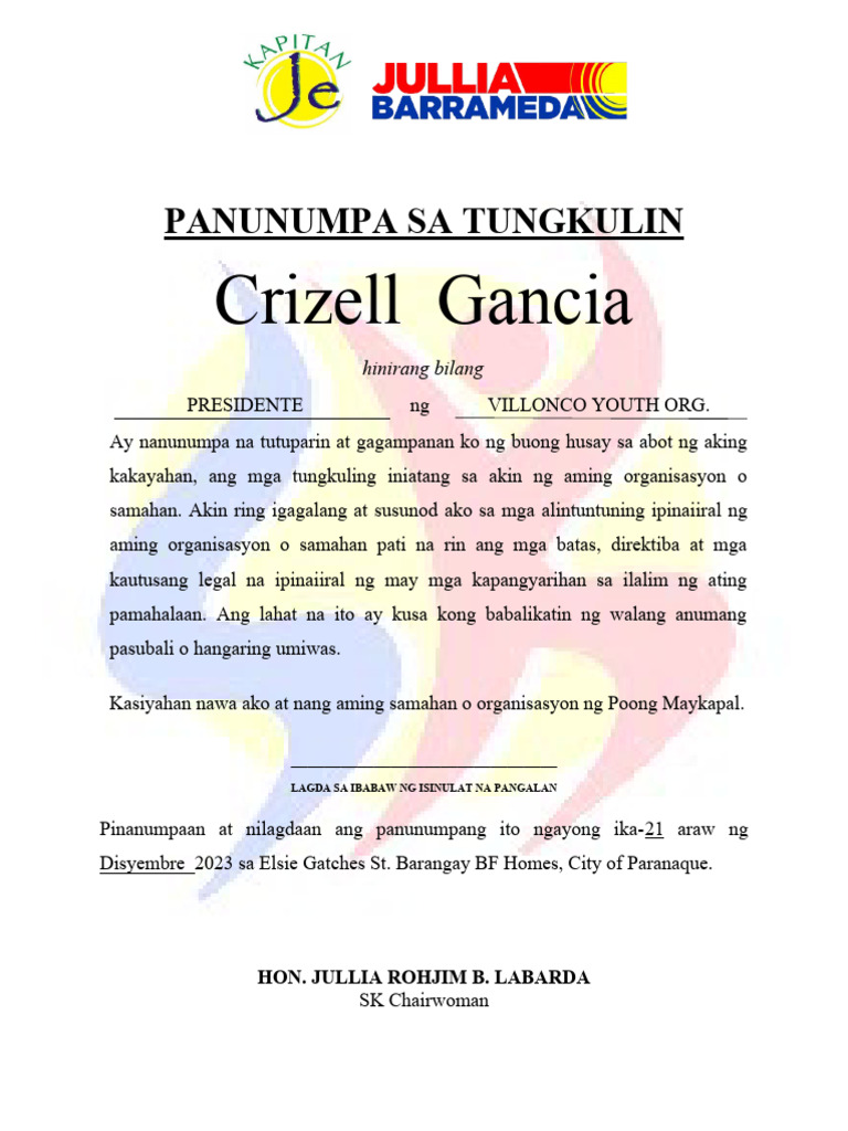 New Format Panunumpa | PDF