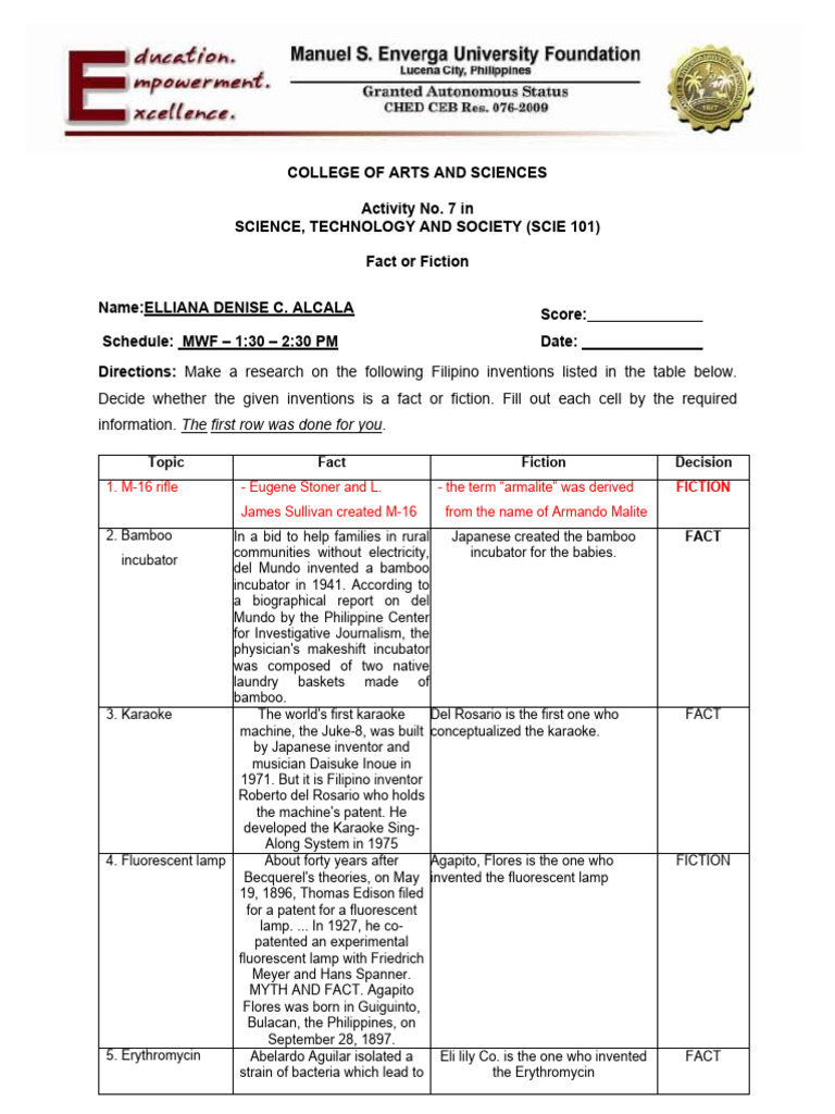 STS - Activity 7 - Fact or Fiction | PDF | Spaceflight