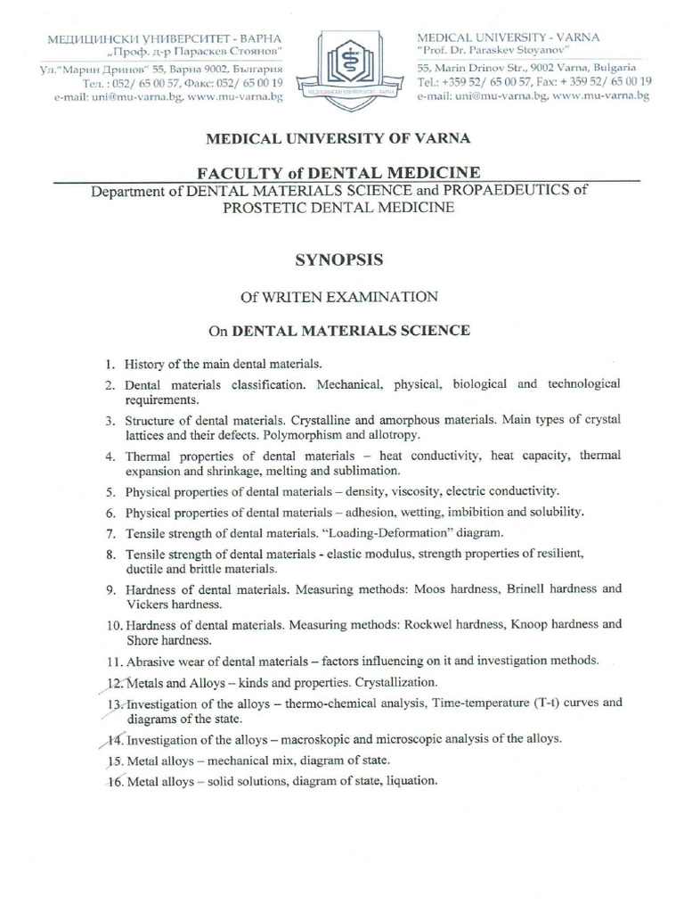 Dental Materials Notes Written Exam | PDF