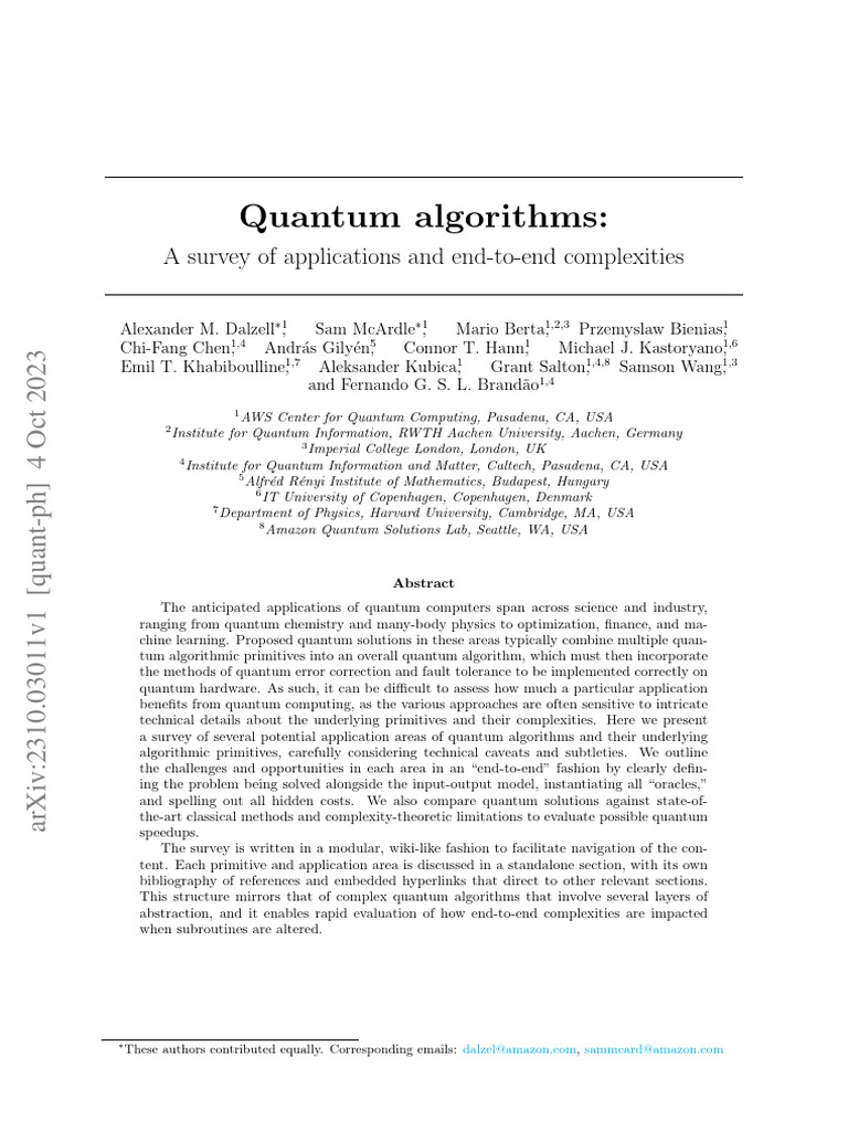 Quantum Algorithms for Scientists | PDF | Quantum Computing | Condensed ...