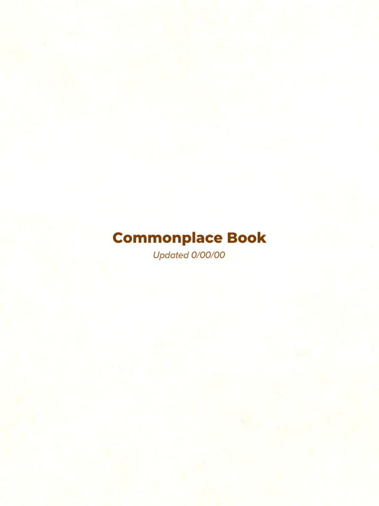 Commonplace Book Template Guide | PDF