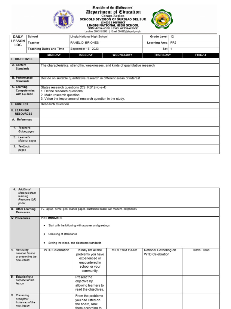 PR2, Week 6 | PDF | Learning | Teachers