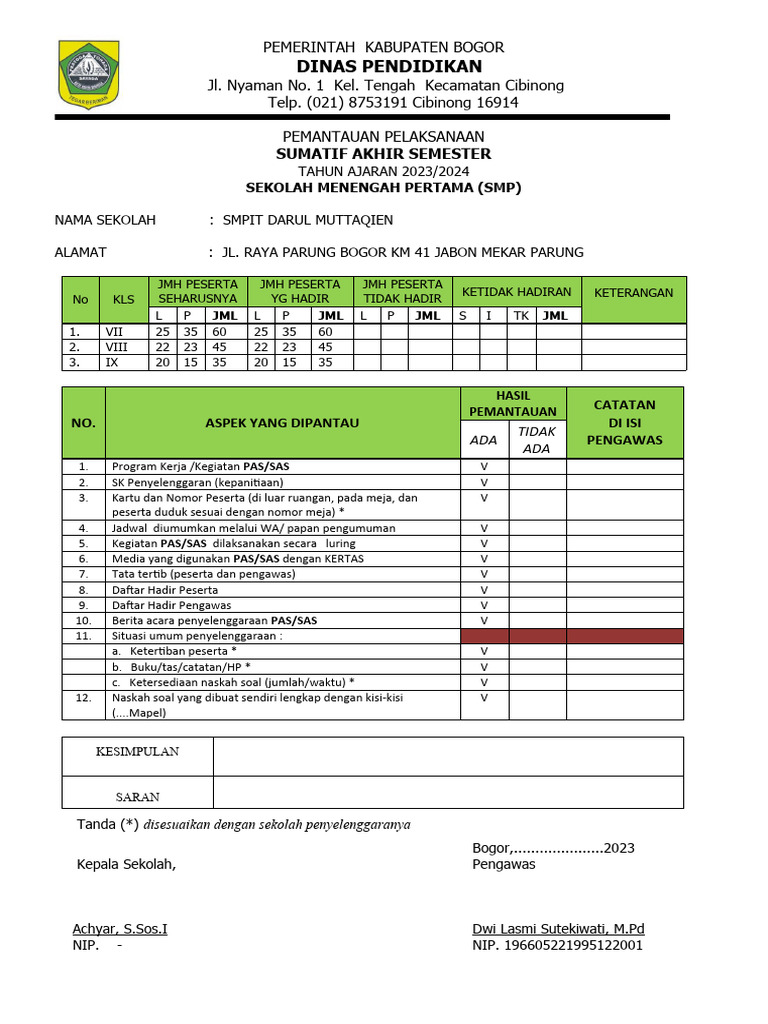 Instrumen Sas 2023 - Smpit DM | PDF