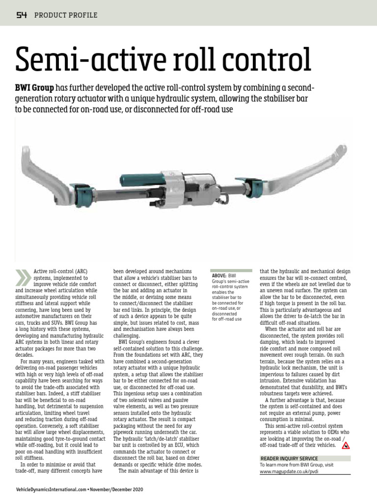 BWI's Semi-Active Roll Control System | PDF | Actuator | Land Vehicles