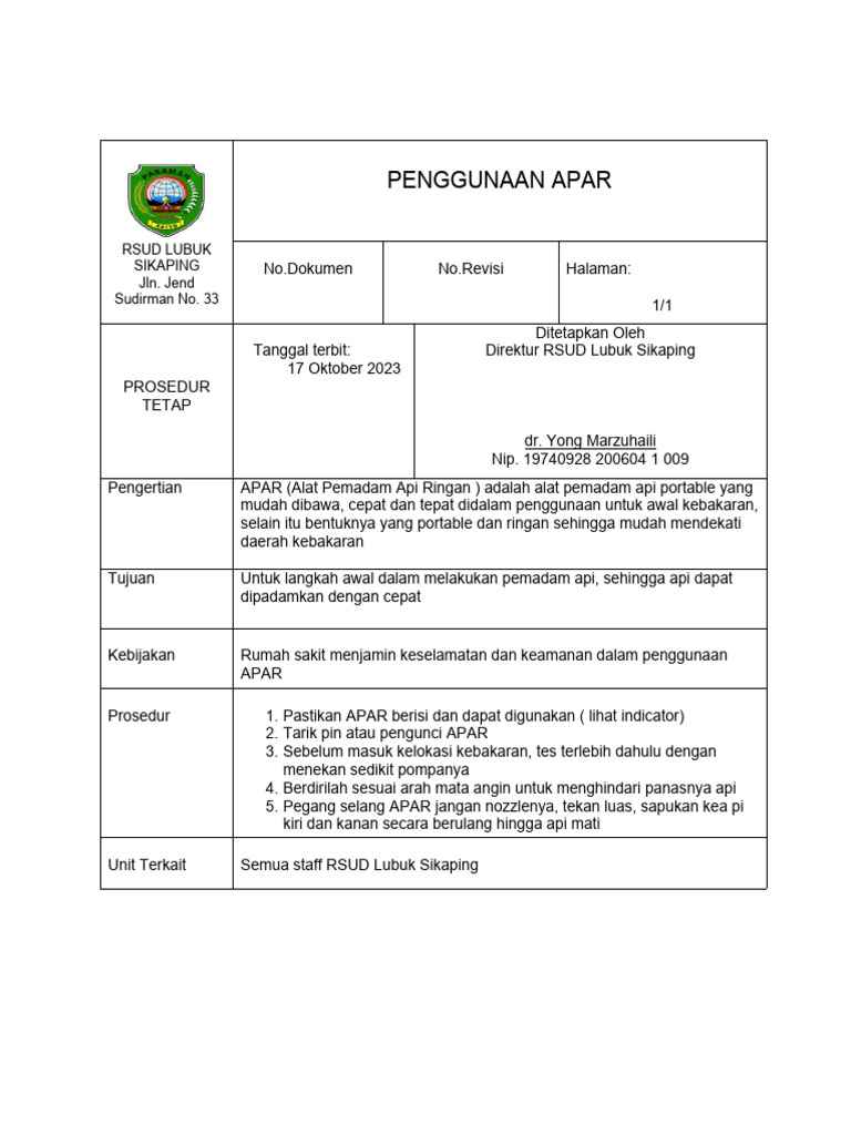 Penggunaan Apar | PDF