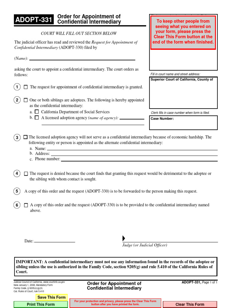 Adoption Intermediary Order | PDF | Supreme Court Of California ...