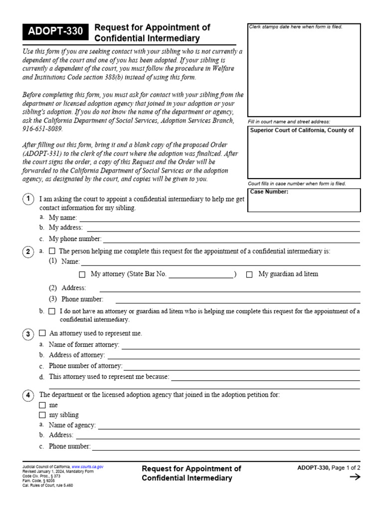 Request For Appointment of Confidential Intermediary | PDF | Lawyer ...