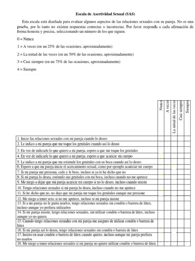 Escala de Asertividad Sexual SAS | PDF
