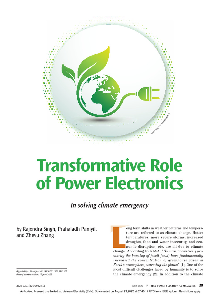 Transformative Role of Power Electronics in Solving Climate Emergency ... Transformative Role of Power Electronics in Solving Climate Emergency ...