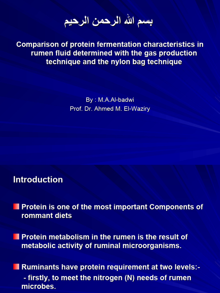 Comparison of Protein Fermentation Characteristics in Rumen Uid ...