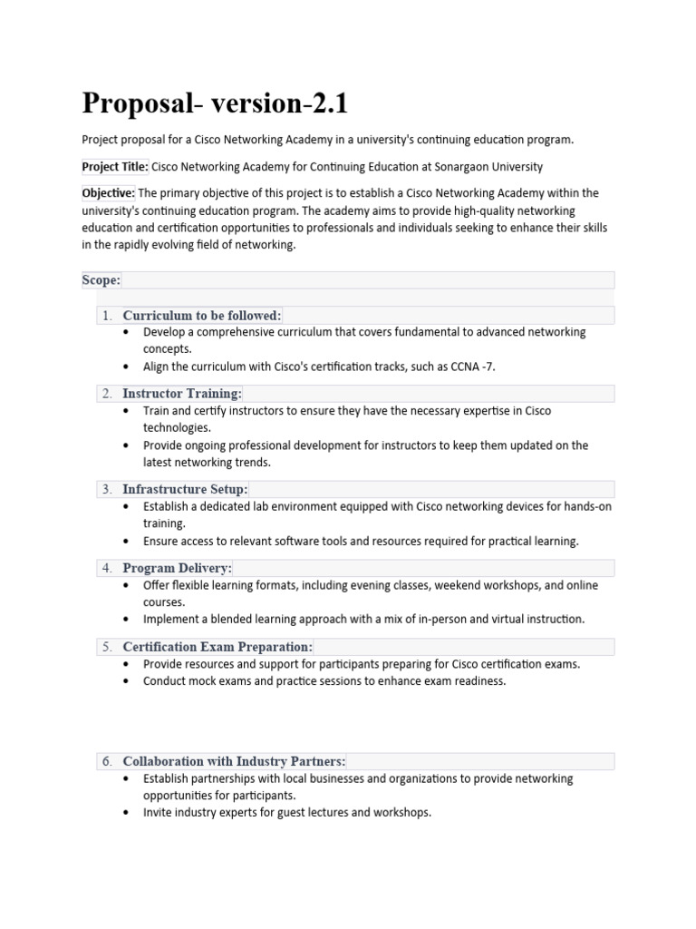 Cisco Networking Academy Proposal | PDF | Cisco Certifications ...