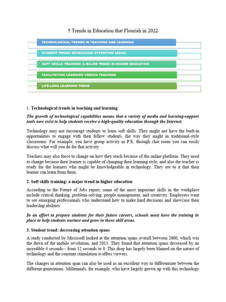 Educational Trends and Models that continue to Flourish in 2022 (1) | PDF