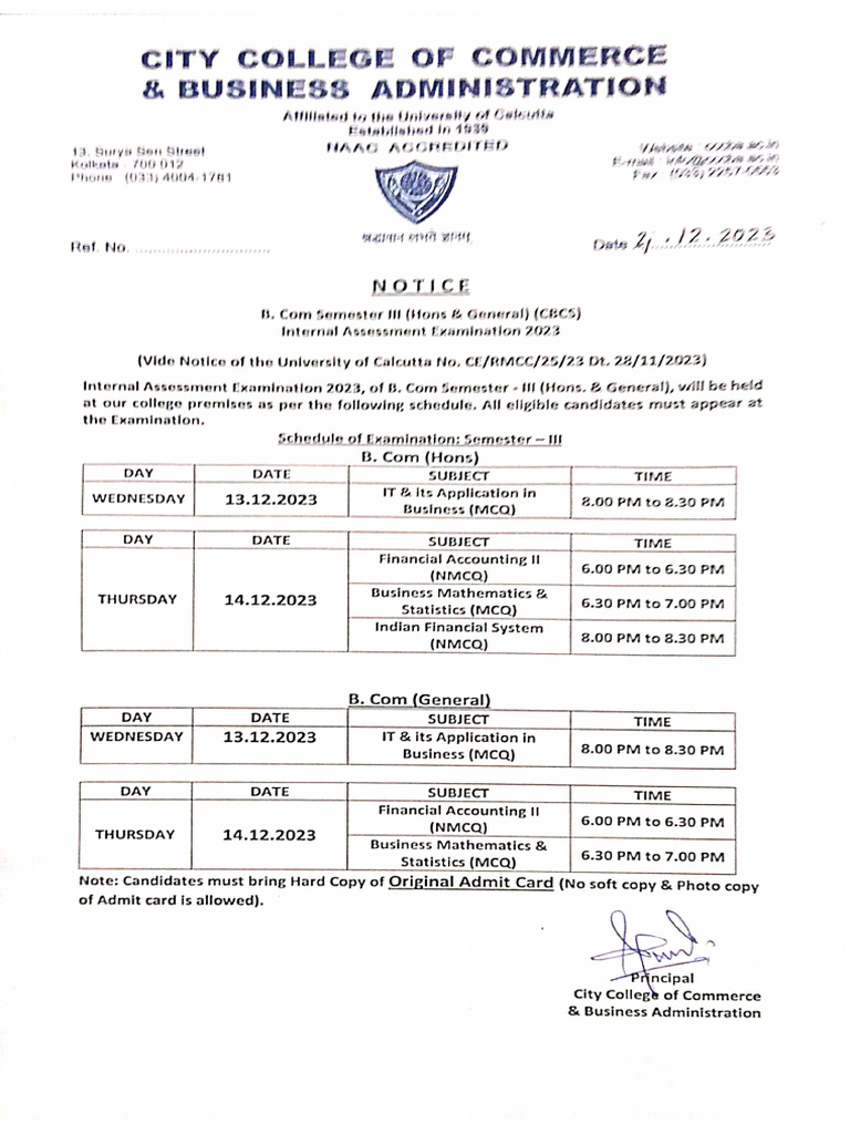 8773semester III Internal Examination 2023 | PDF