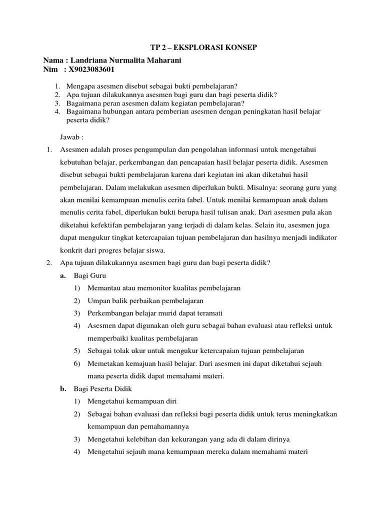 TP 2 - EKSPLORASI KONSEP-Landriana Nurmalita Maharani | PDF | Karier & Perkembangan