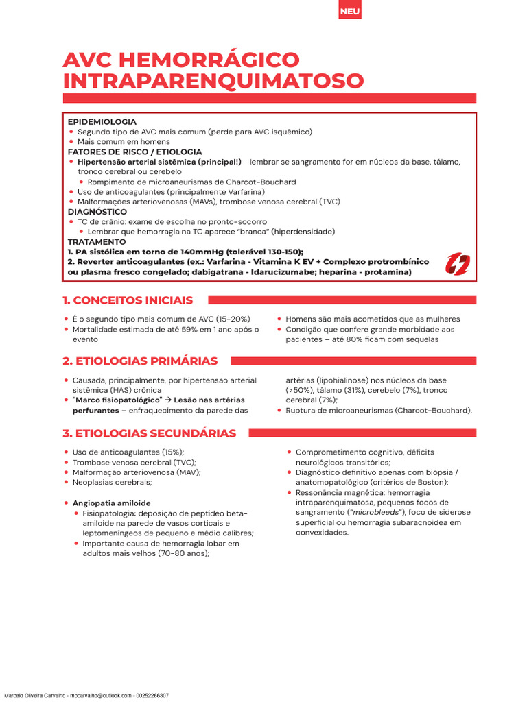 AVC Intraparenquimatosa | PDF | AVC | Medicina Clínica