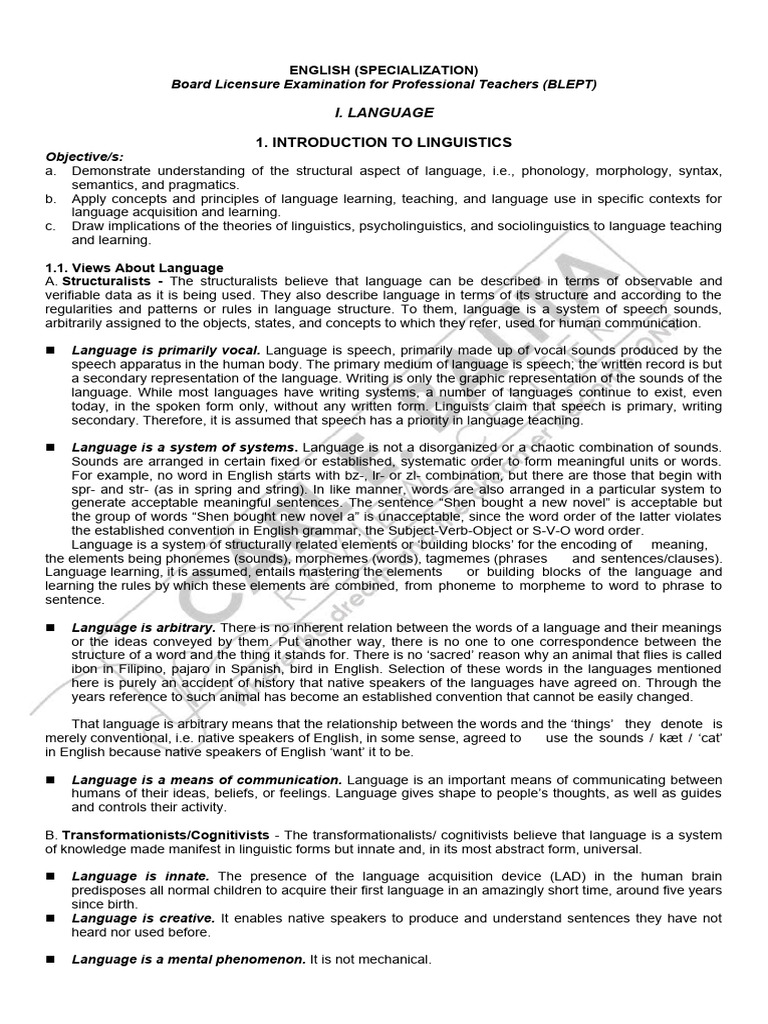 Handout English Language | PDF | Language Acquisition | Word