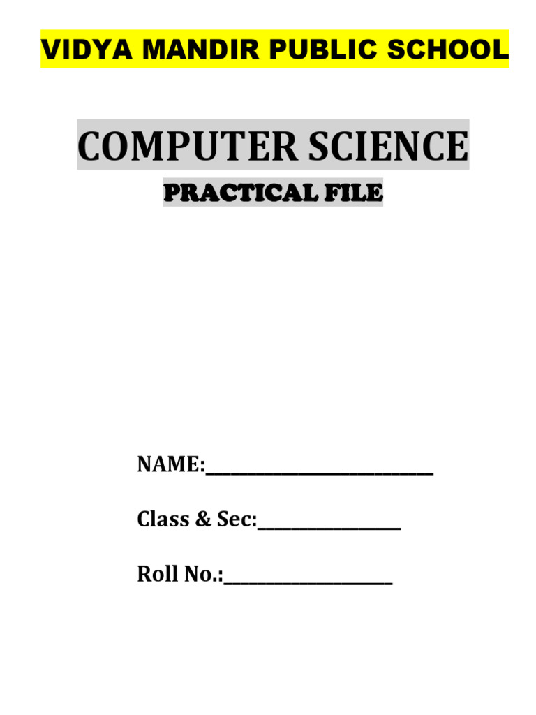 Xi - Comp - Sci. - Practical File (2023-24) | PDF | Mathematical Concepts | Algebra
