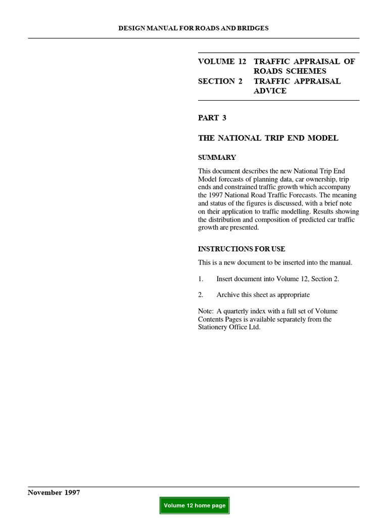 Volume 12 Traffic Appraisal of Roads Schemes Section 2 Traffic ...