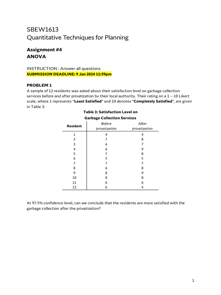 Assign#4 ANOVA | PDF | Scientific Method | Statistics