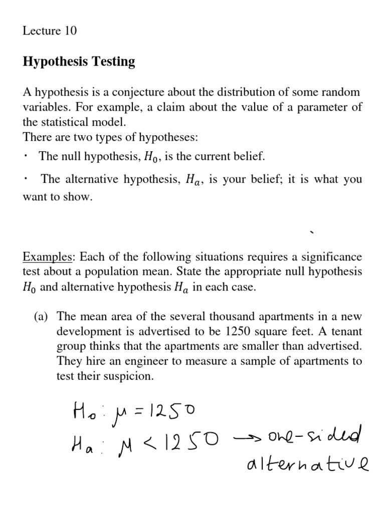 Hypothesis Testing Notes | PDF