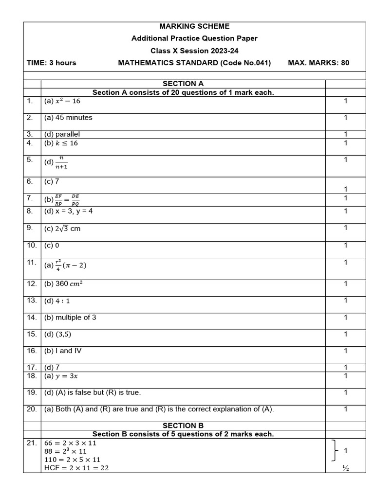 Class X Math Practice Paper 2023-24 | PDF | Area | Rational Number
