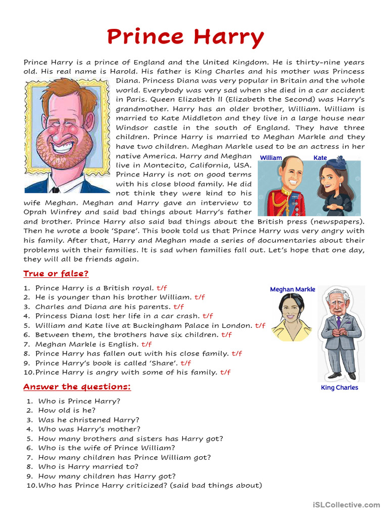 Easy Reading - Prince Harry | PDF | Diana | British Royalty