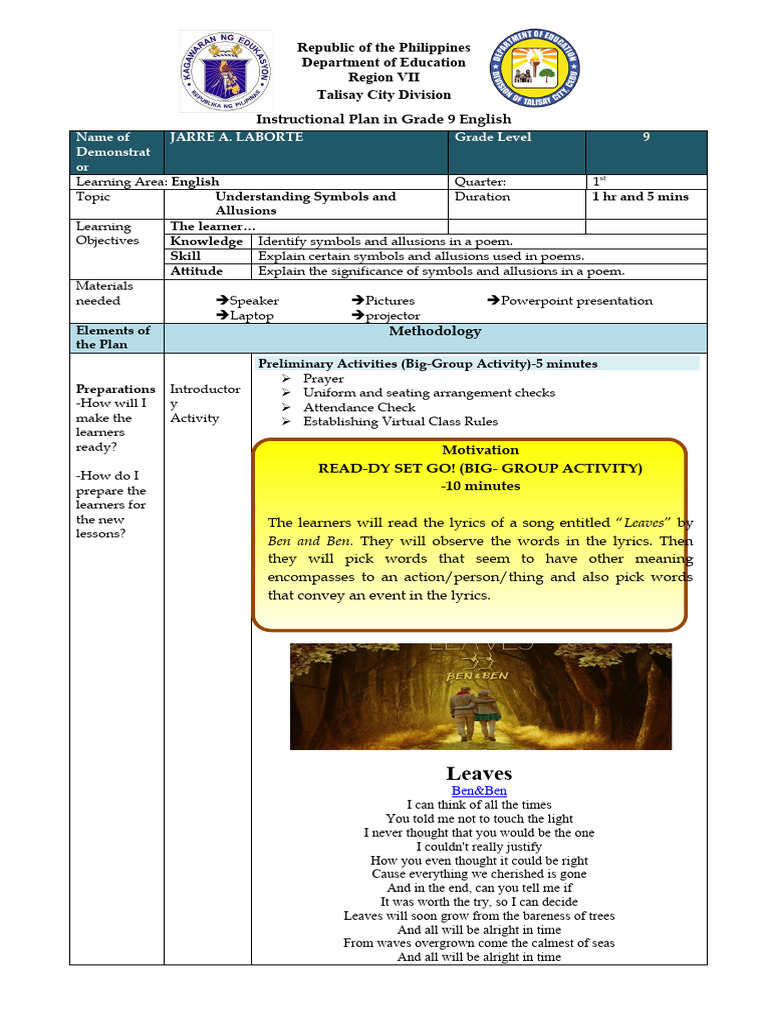 LP - G9 LITERATURE - Understanding Symbols and Allusions | PDF ...