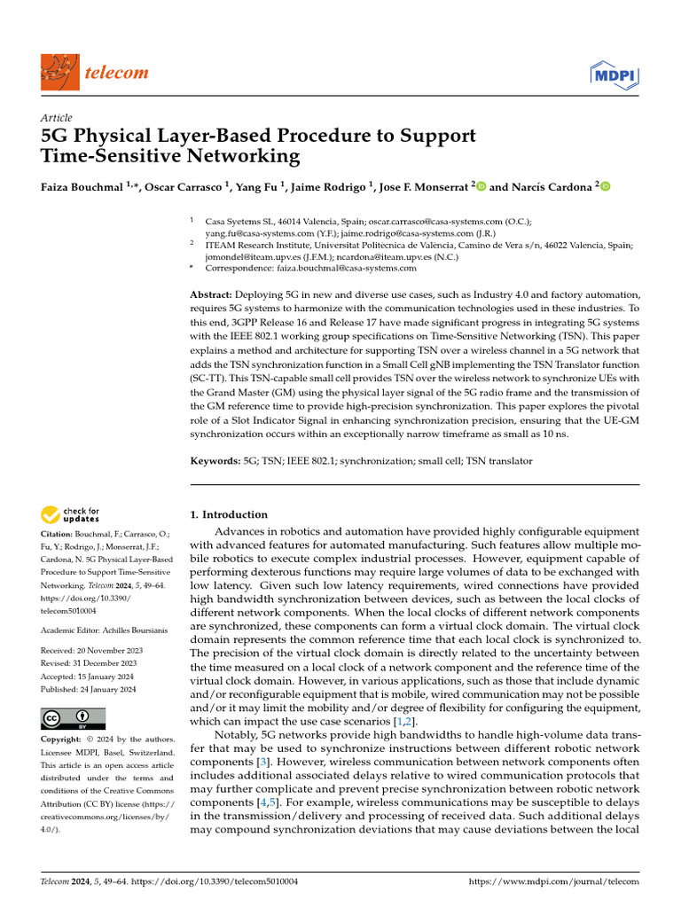 5G Physical Layer-Based Procedure To Support Time-Sensitive Networking ... 5G Physical Layer-Based Procedure To Support Time-Sensitive Networking ...