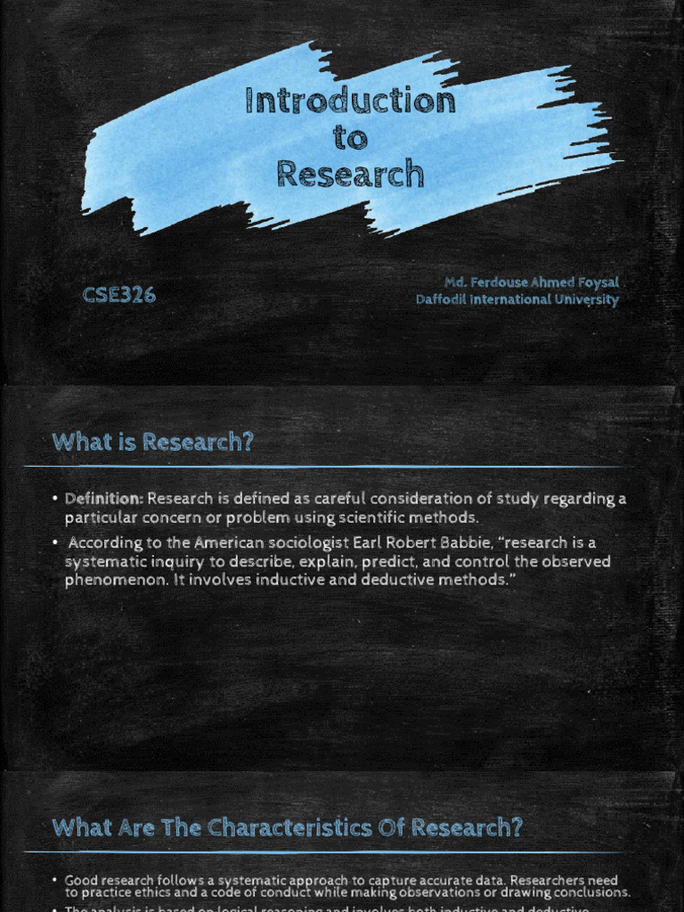 Lecture-1 Introduction To Research Dark | PDF | Methodology | Qualitative Research