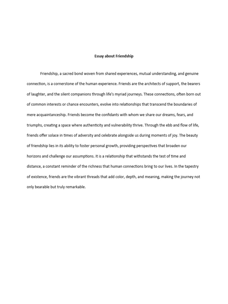 Essay About Friendship | PDF