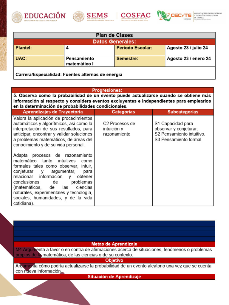 Plan de Clase PM Progresion 5 | PDF
