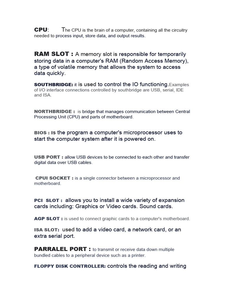 Cce Parts and Functions of The Motherboard | PDF