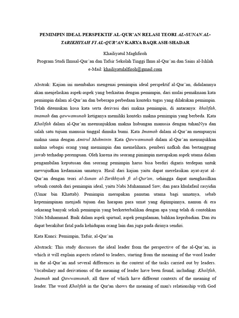 Pemimpin Ideal Menurut Al-Qur'an | PDF