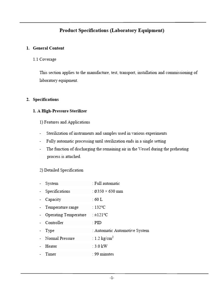 Lab Equipment Specification - R0.0 | PDF | Ph | Camera