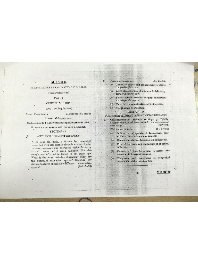 Ophthal University Questions-1 | PDF