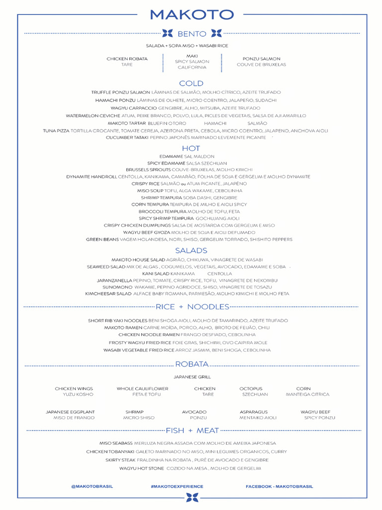 Cardapio Makoto Lunch | PDF