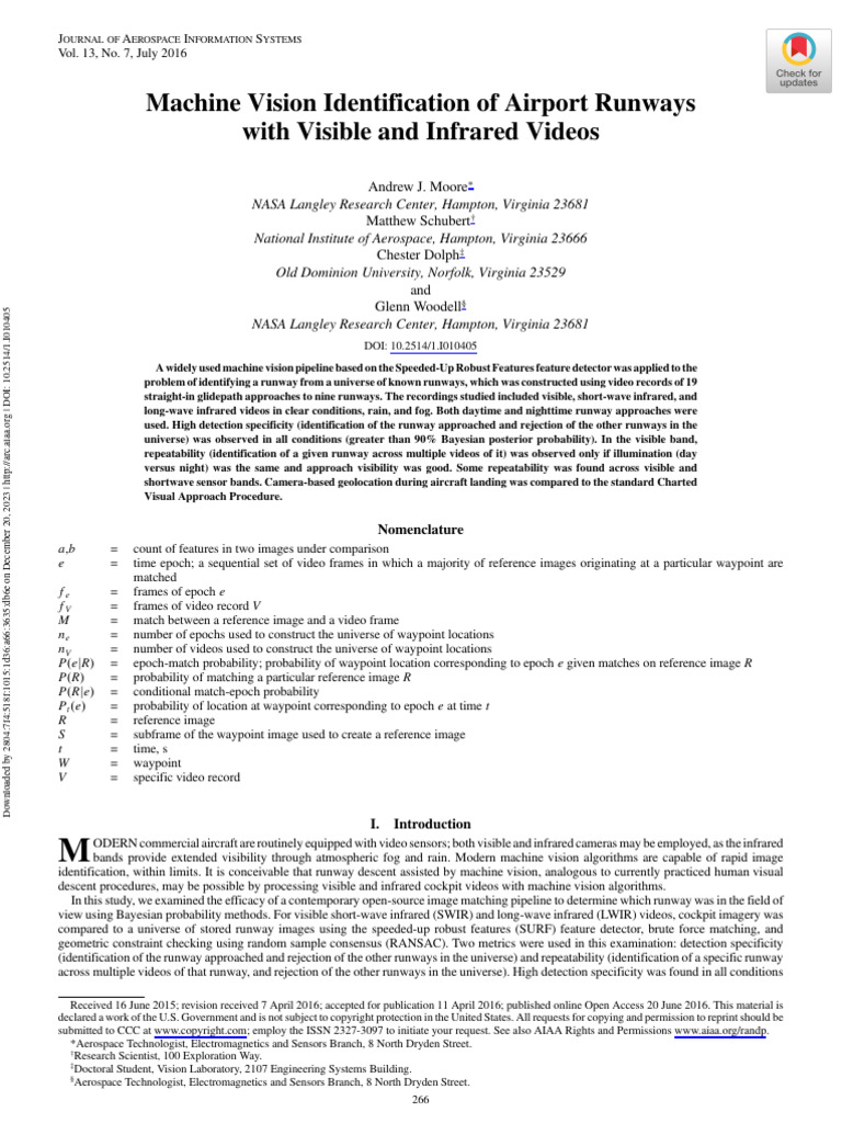 Moore Et Al 2016 Machine Vision Identification of Airport Runways With ...