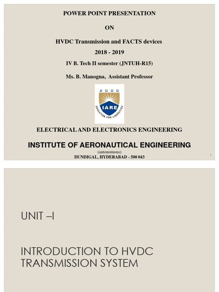 Iare HVDC PPTS | PDF | High Voltage Direct Current | Electric Power ...
