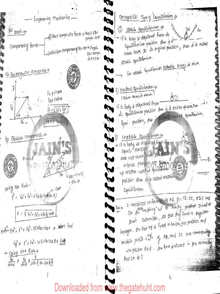 Engineering Mechanics Made Easy GATE Handwritten Classroom Notes - 1 | PDF