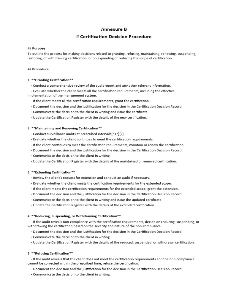 Annexure B | PDF | Audit | Certification