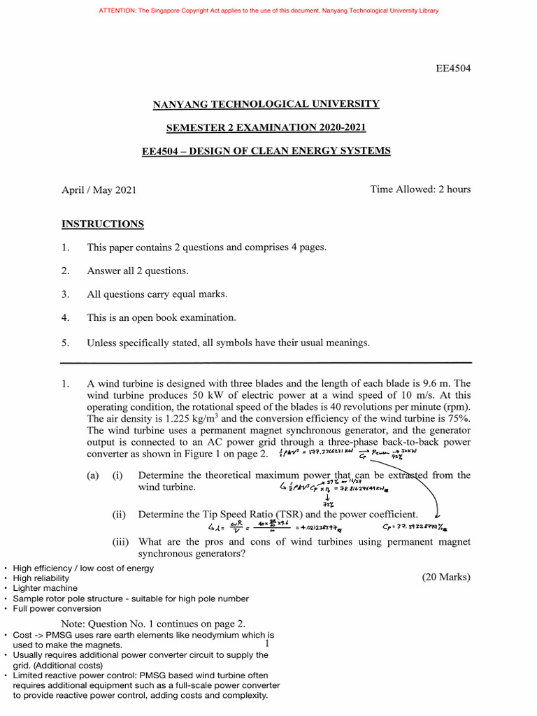 EE4504 2020-2021 Semester 2 | PDF | Control Theory | Power Inverter
