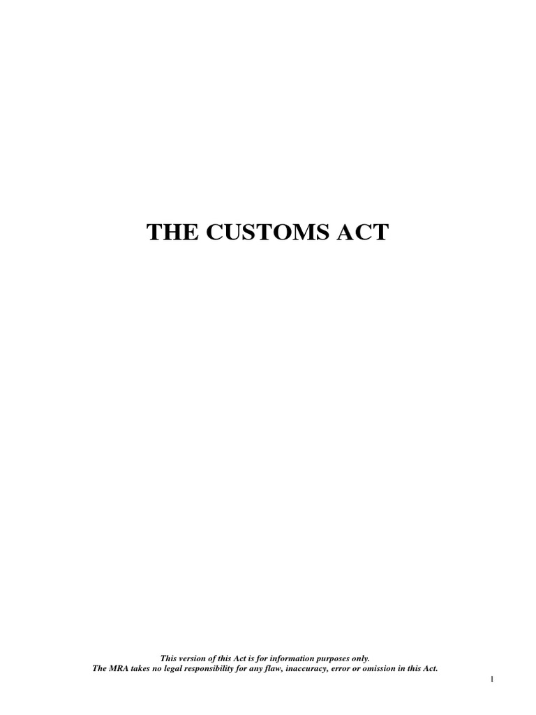 Customs Act 1988 | PDF | Customs | Taxes