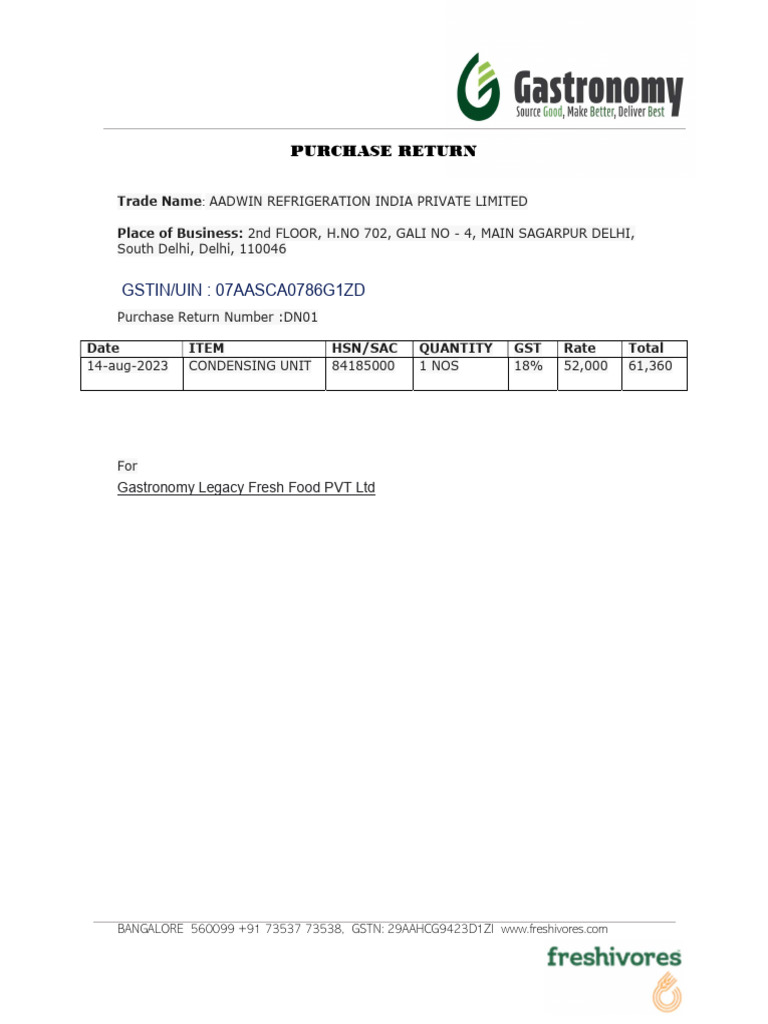 Purchase Return | PDF