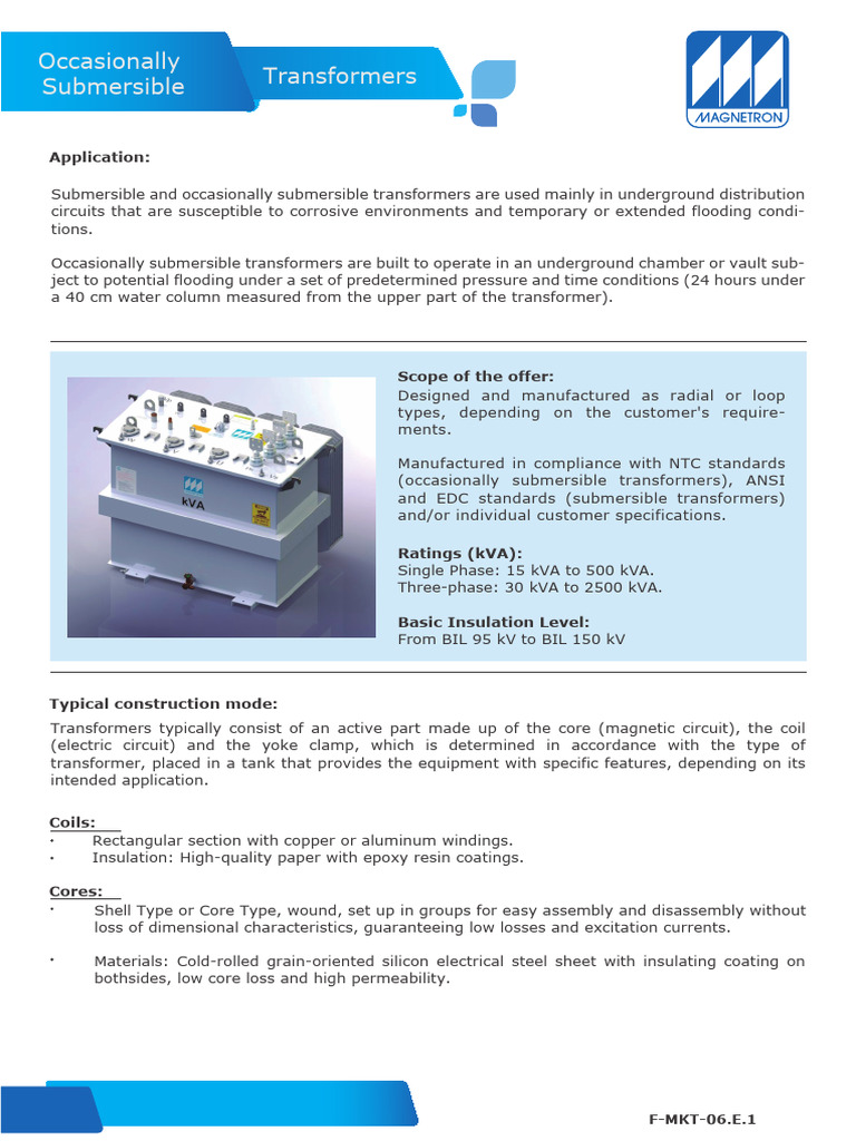 Under Ground Transformer Technical Datasheet | PDF | Transformer ...