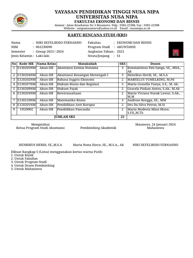 KRS Akuntansi Semester Genap | PDF