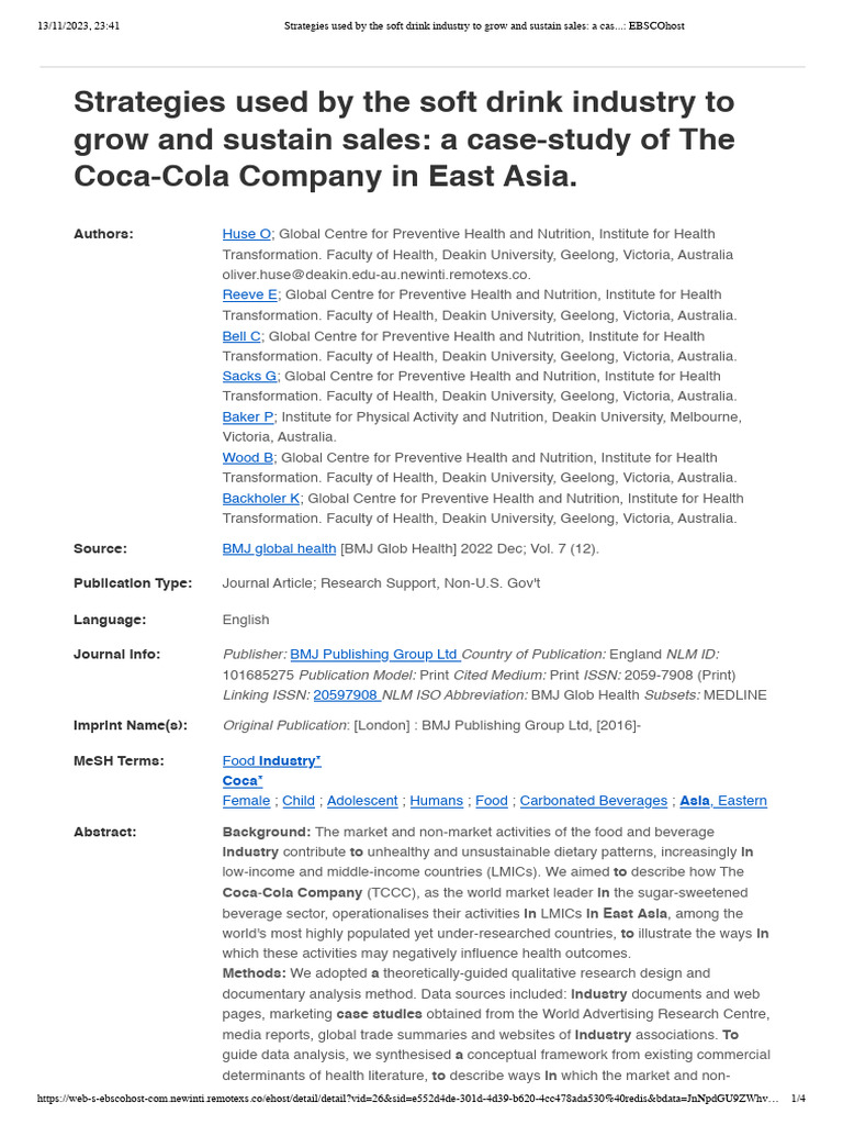 Strategies Used by The Soft Drink Industry To Grow and Sustain Sales ...