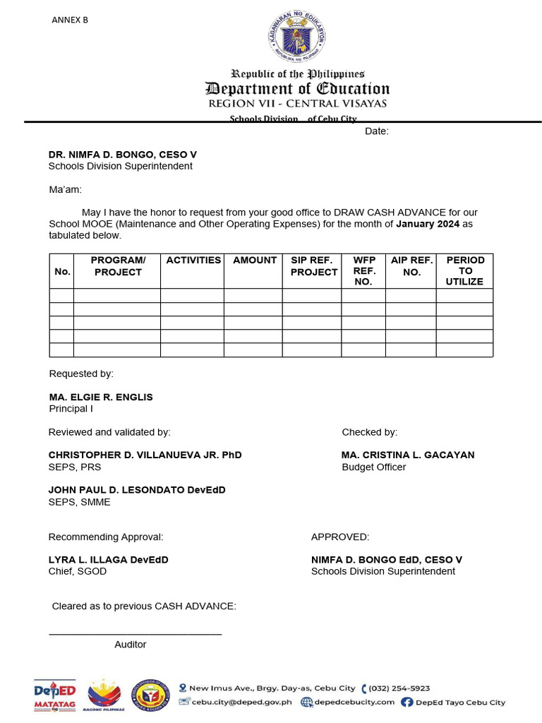 New Template of MOOE Request Form | PDF